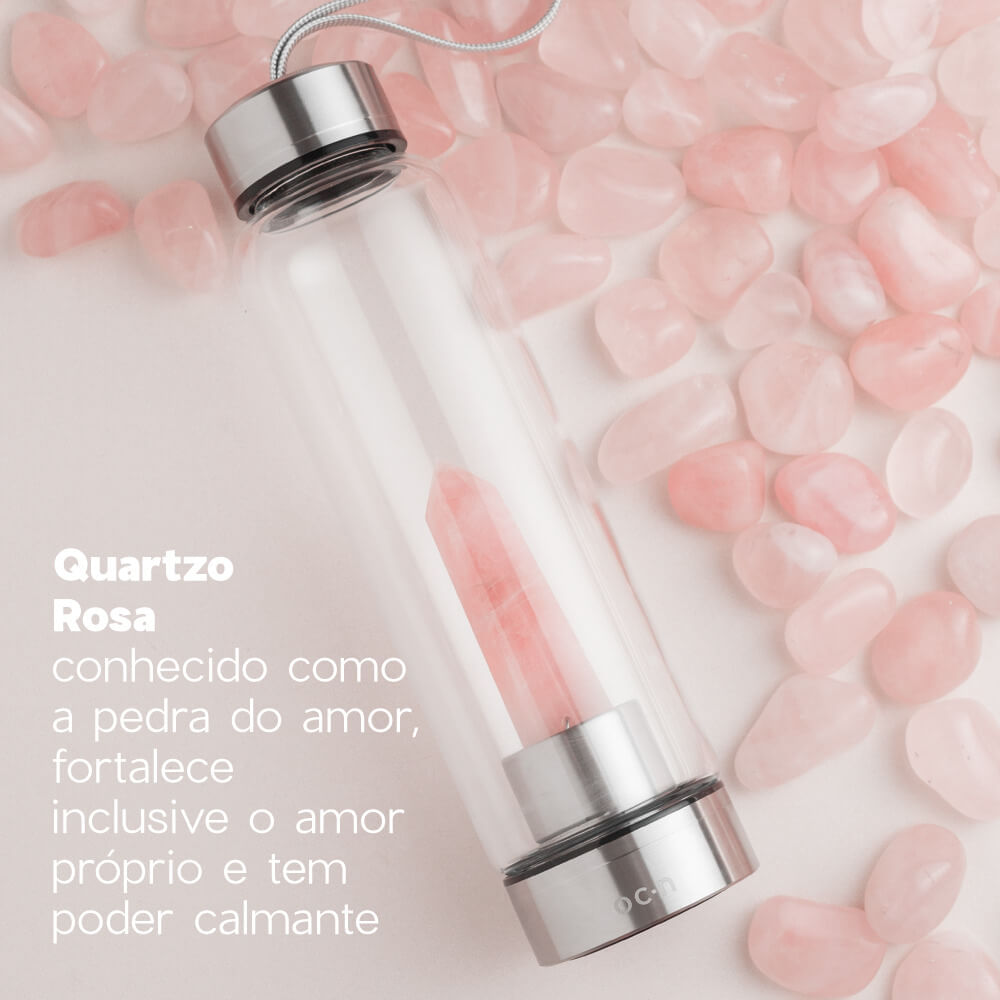 Garrafa de Água Quartzo Rosa: boas energias sempre - Océane